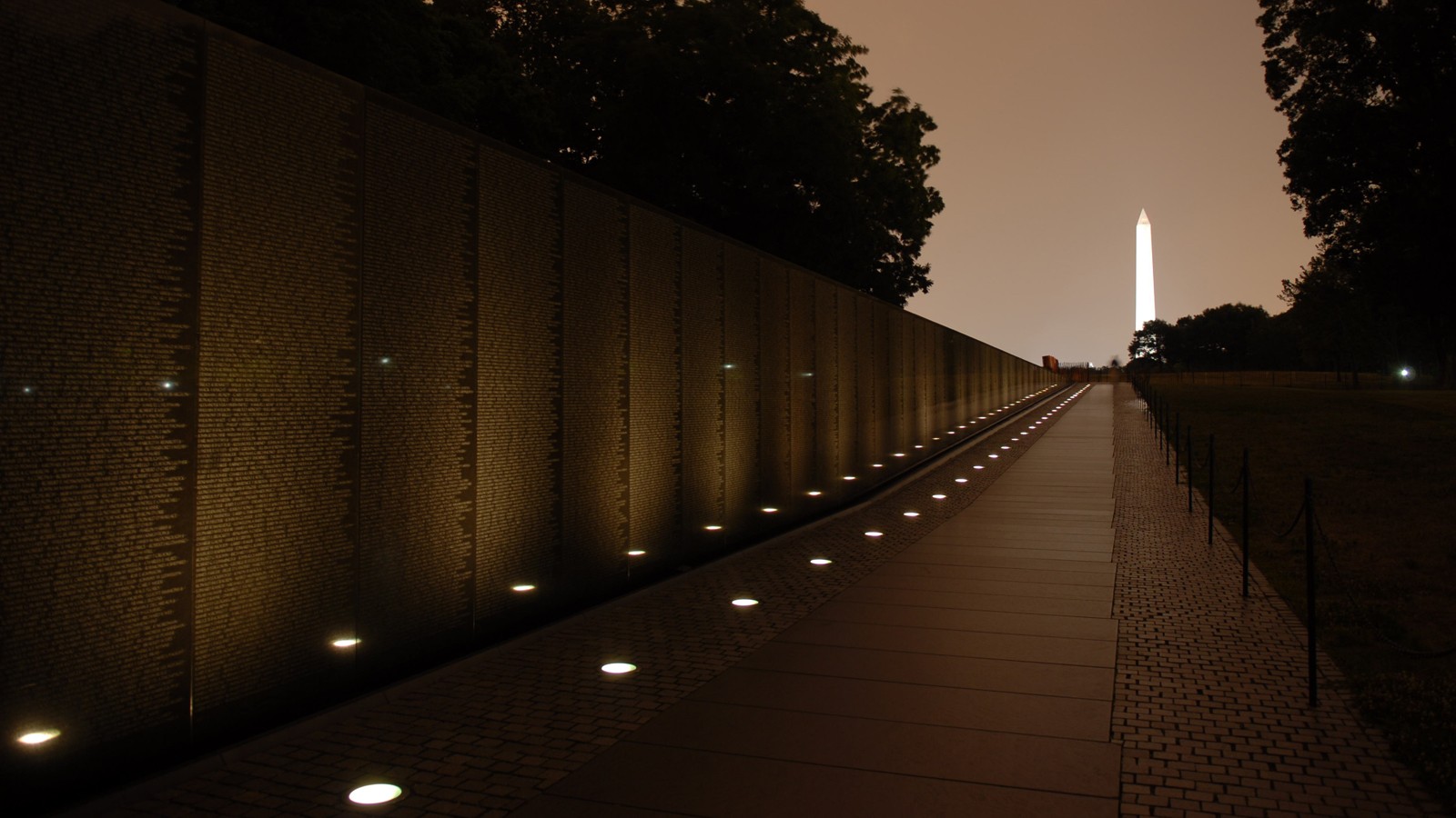 Vietnam War Memorial At Night
