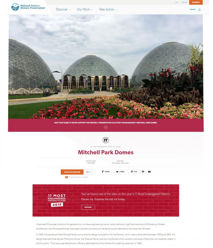Domes Named to National “Most Endangered Places” List | The Cultural Landscape Foundation