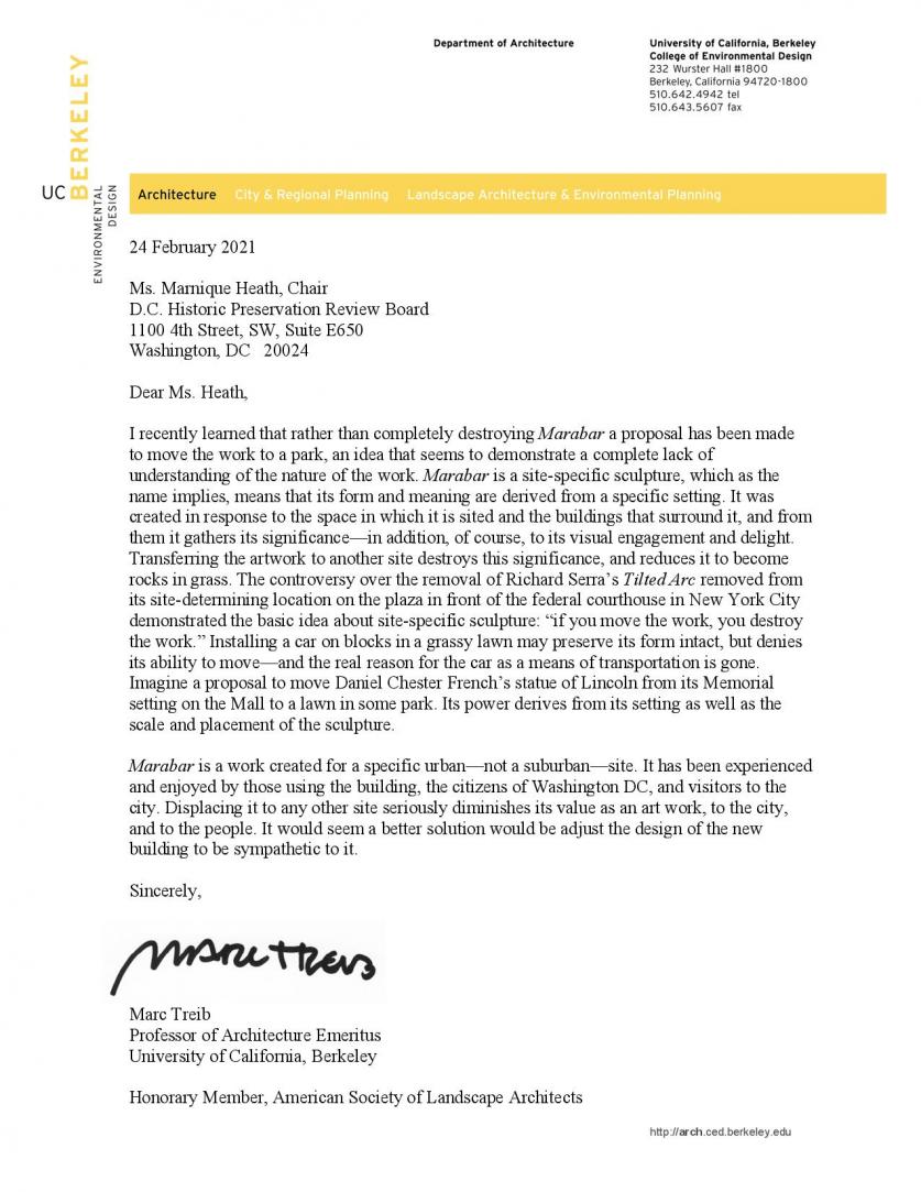 Marc Treib Calls for MARABAR to Remain on the National Geographic ...